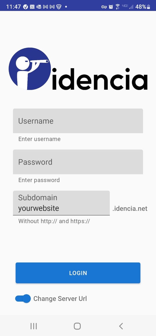Idencia 101-26: Mobile Application Setup and Options